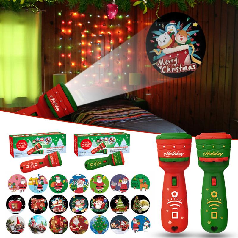 Children Christmas Flashlight Projector 24 Patterns Decoration Lamp Toy ...