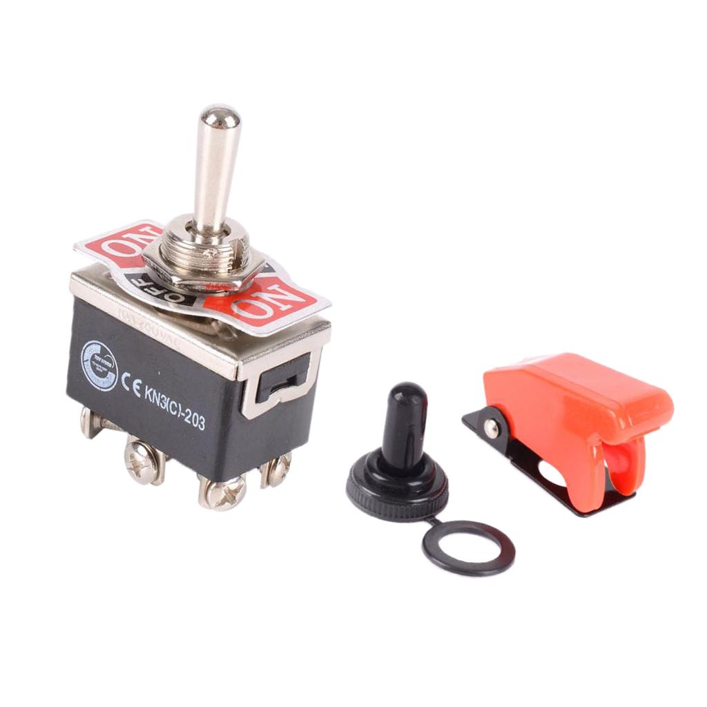Buy Car Dash Flick Toggle Switch ON/OFF/ON DPDT With Missile Cover Knob ...