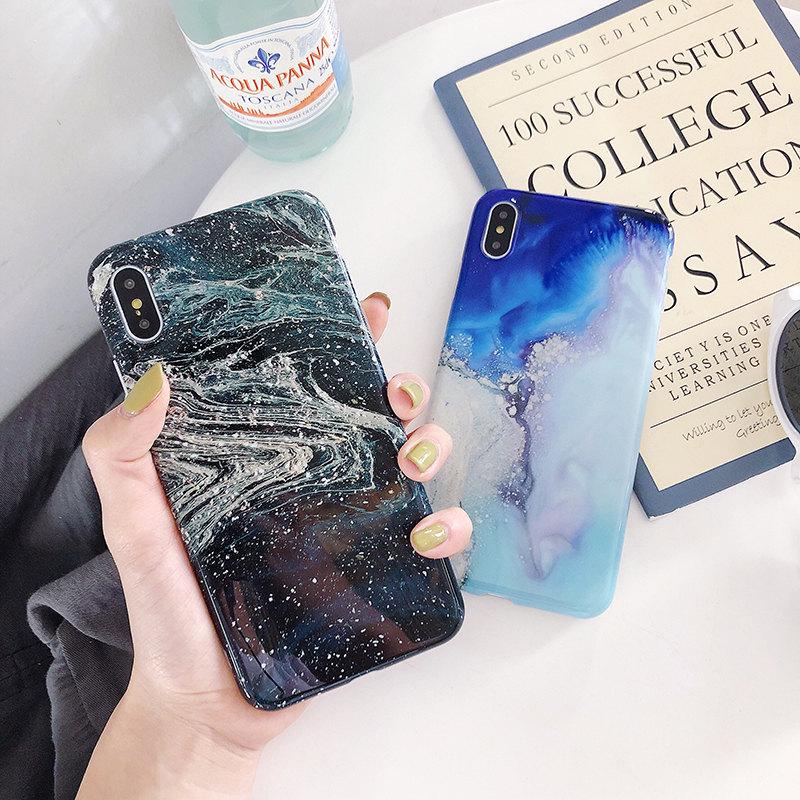 Buy Luxury Glossy Marble Pattern Cases For iPhone 8 7 6 6S Plus X XR XS ...