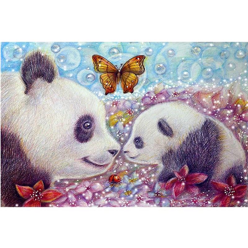 Buy 5D DIY Diamond Painting Two Pandas Full Round Embroidery Craft Wall ...