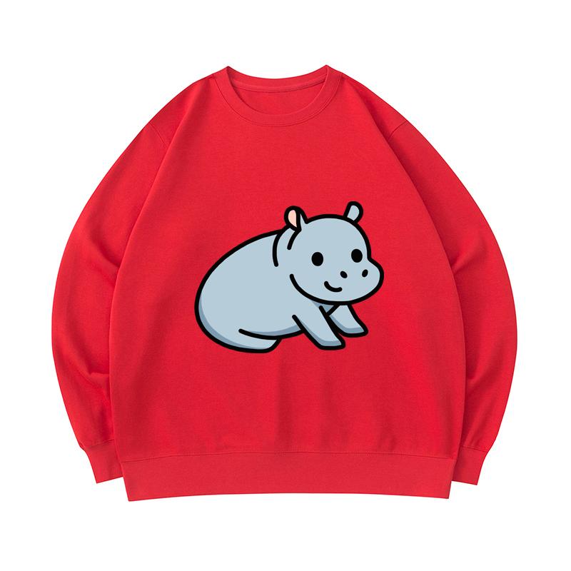 Buy Men's 300 GSM 100% Cotton Sweatshirt Hippo Print Street Fashion ...
