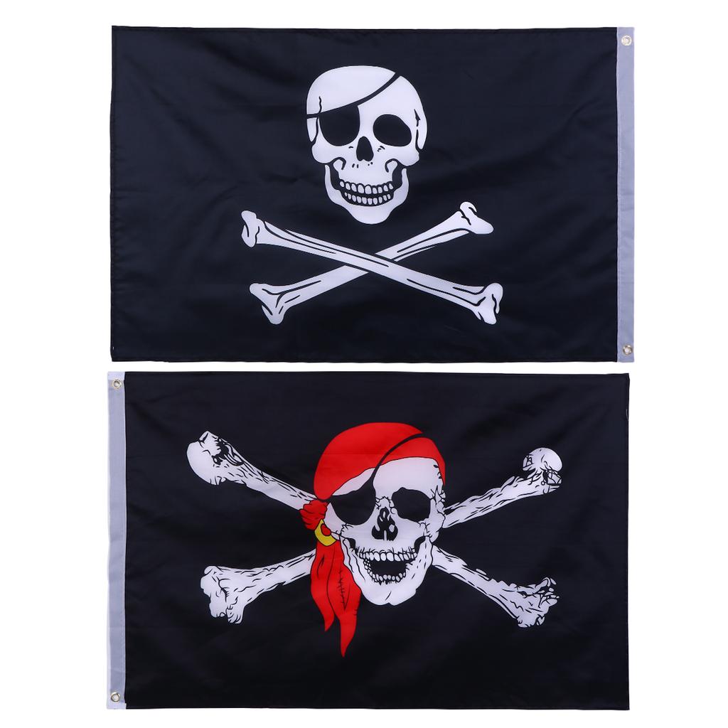 Buy 2PCS Bar Haunted House Pirate Flags Skull Flags Scary Horrific ...