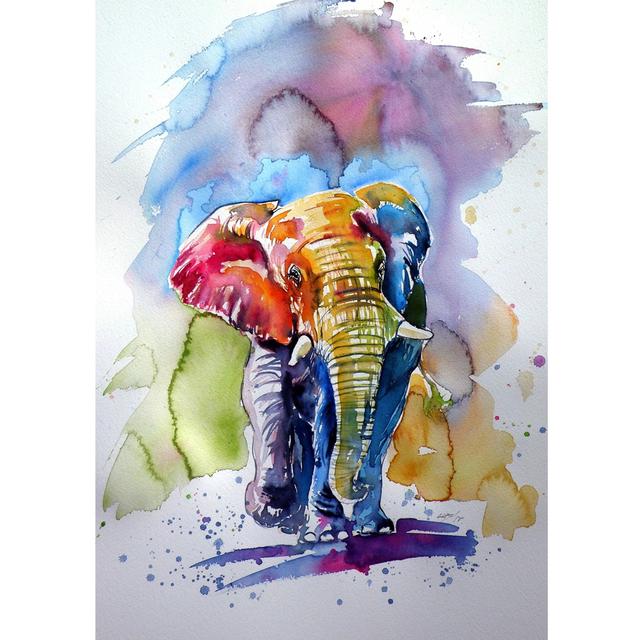 Aquarell Elefant Malerei ELEFANT #22 Acrylgemälde Modern In Türkis