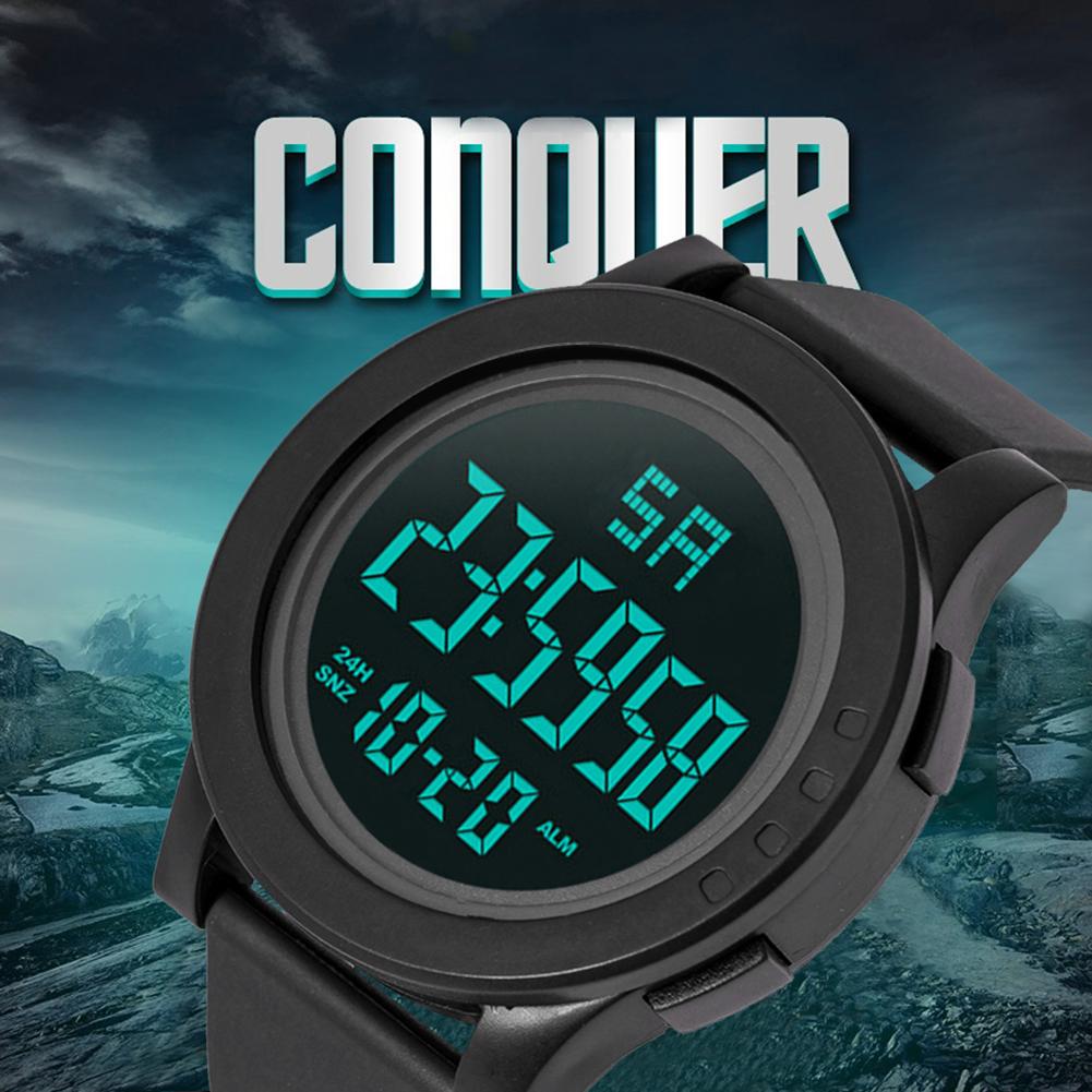 Buy Men LCD Luminous Waterproof Silicone Band Digital Electronic ...