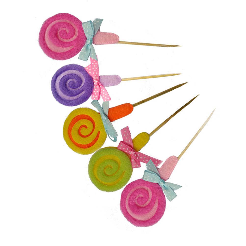 Buy 5pcs/set Cute Creative Lovely Bowknot Lollipop Cake Topper Dessert ...