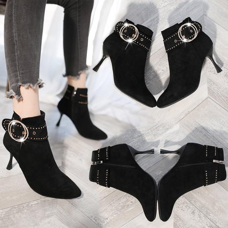 Buy Fall and Winter Zipper High-heeled Handsome Martin Boots Fine ...