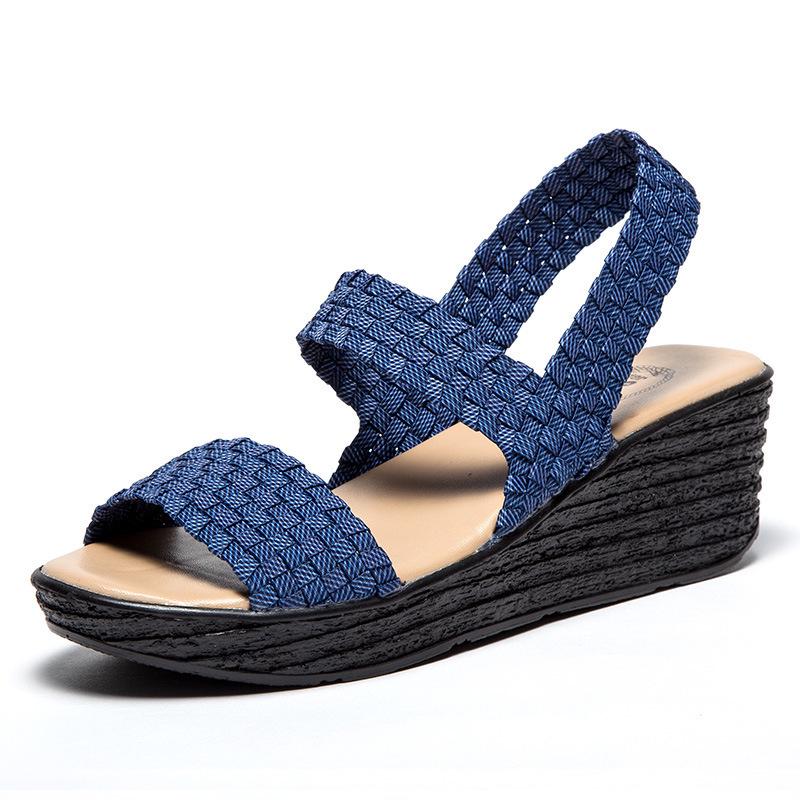 Buy Summer Tight Belt Hand-woven Sandals Women Cake Thick Bottom Slope ...