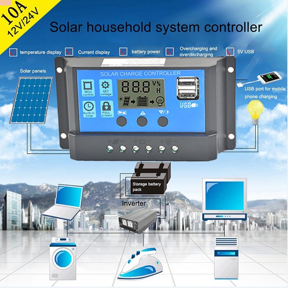 Buy Solar Panel Regulator Charge Controller USB 10A/20A/30A/40A/50A/60A/100A 12V-24V at ...
