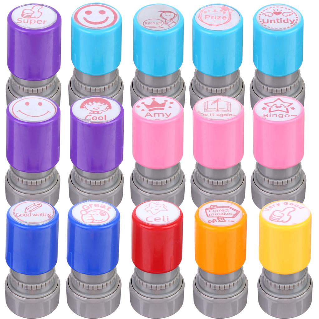 Buy 15Pcs Teacher Stamp Automatic Inking Rubber Stamp Teacher Sensitive ...