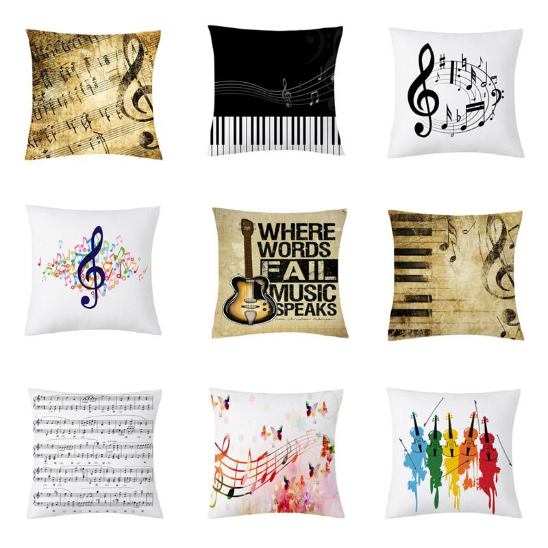Buy Musical Notes Cushion Cover Creative Retro Musical Notes Decorative ...