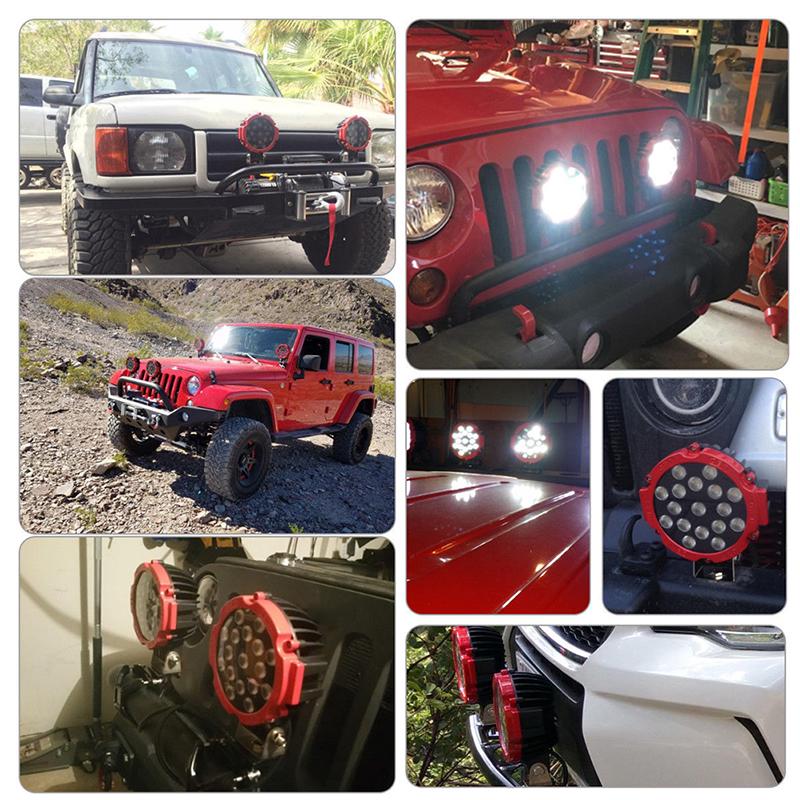 51W 7 "Led Arbeit Licht Spot Rot Runde Offroad Nebel Fahren 4Wd Boot ...