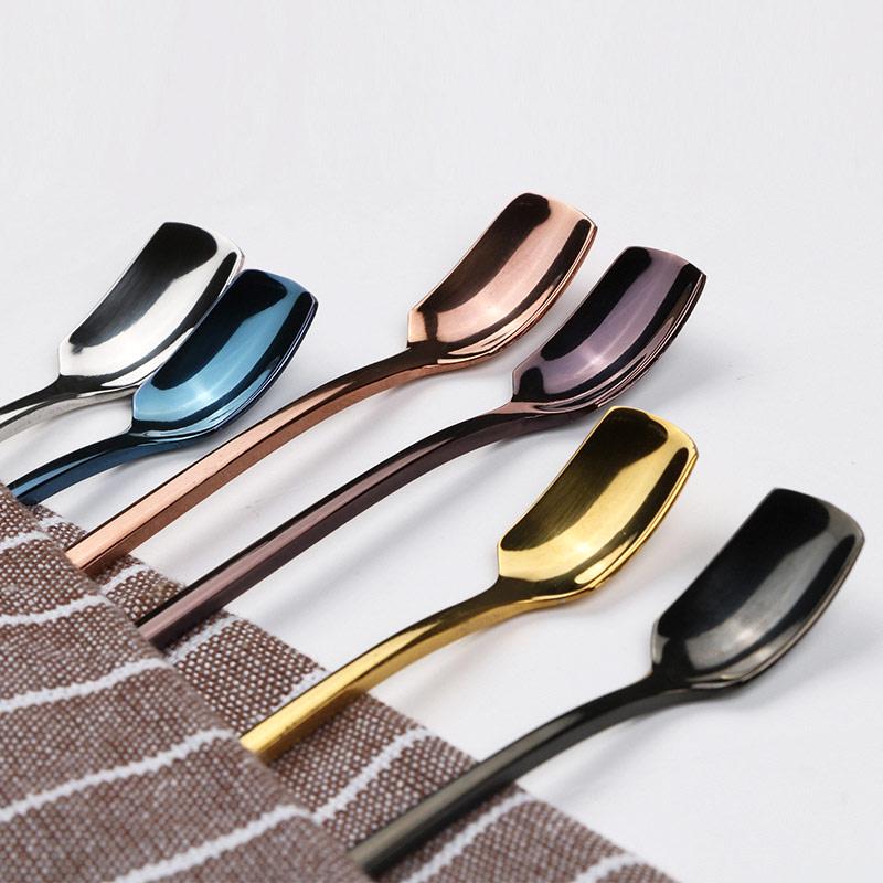 Buy Square Stainless Stirring Spoons Flatware Shape Steel Tea Ice ...
