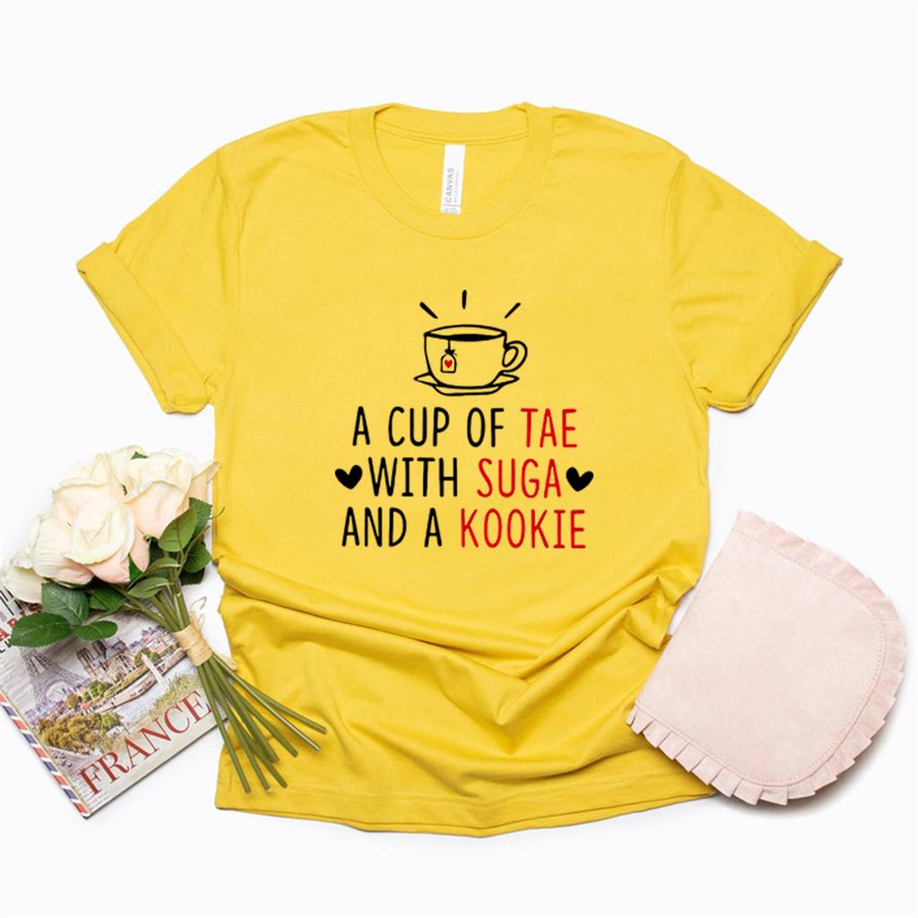 Cheap A Cup of Tae with Suga and Kookie T-shirt Kpop Tshirt Women ...