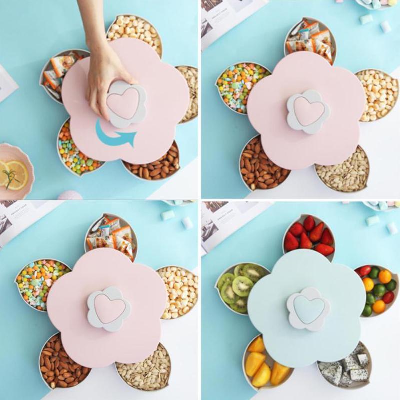 Buy Petal-shaped Rotating Storage Box With Cover For Candy Snacks Dried ...