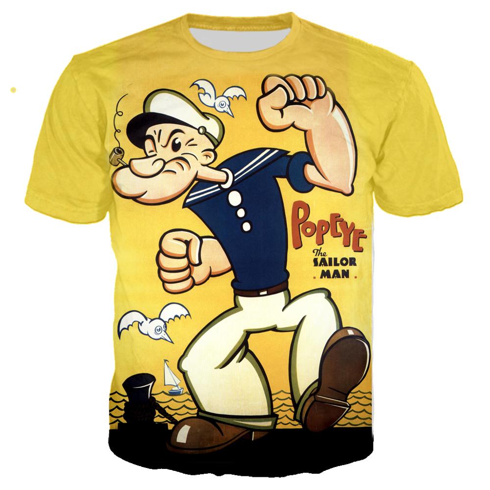 Buy 2021 New Funny Popeye T Shirt 3d Print Men /Women Summer Streetwear ...