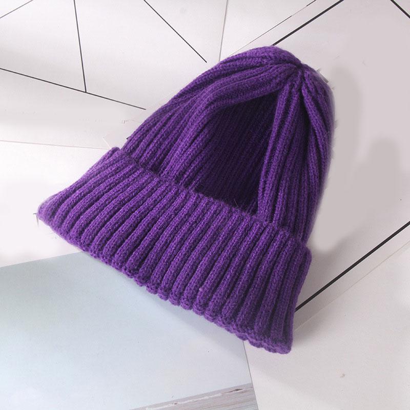Buy Unisex Solid Wool Pointed Hat Knitted Hat Winter Warm Baggy Casual ...