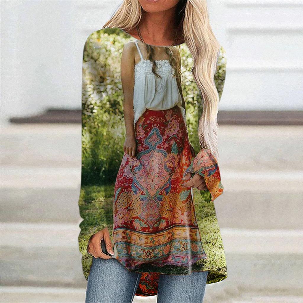 Fashion women's loose long-sleeved top casual crewneck autumn clothes T ...