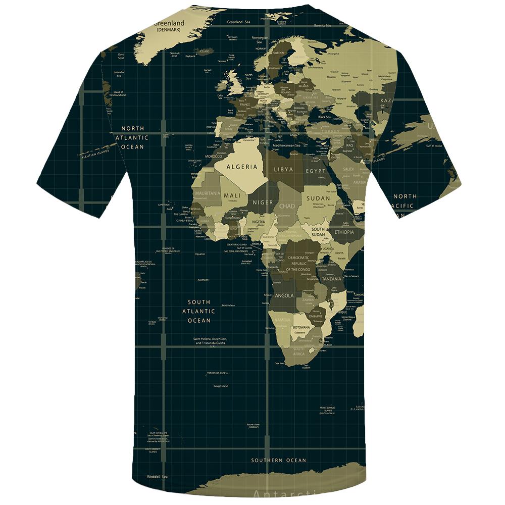 World Map T-shirt Men Retro Hip Hop Punk Rock Clothes Anime 3d Print T ...