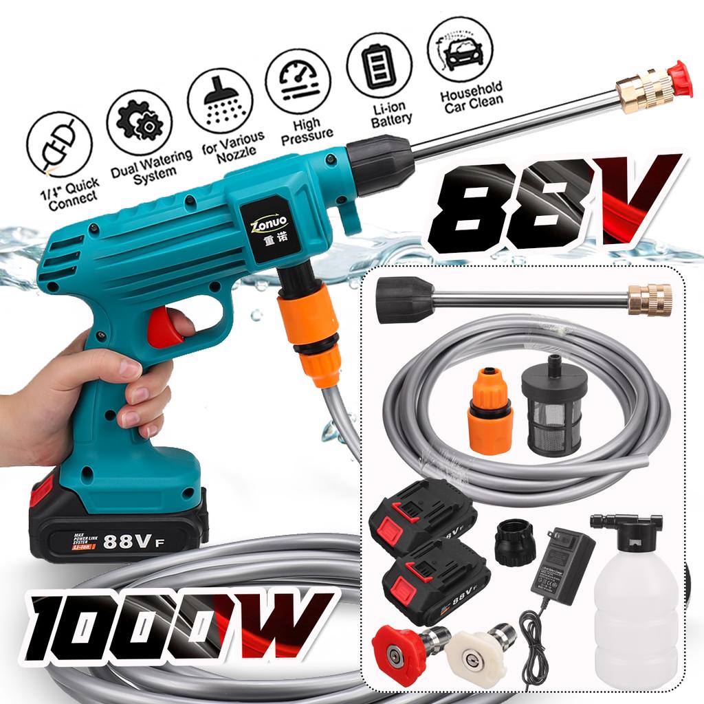 Buy 88VF 1000W High Pressure Cordless Washer Spray Water Gun With 15000mAh Battery Car Wash ...
