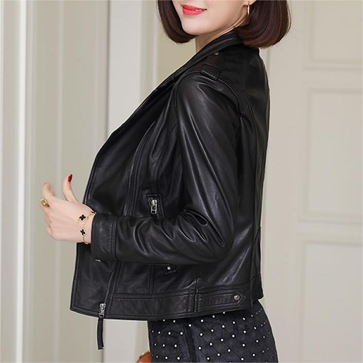 Buy Women's Black 100% Genuine Lambskin Leather Jacket,Cropped Jacket ...