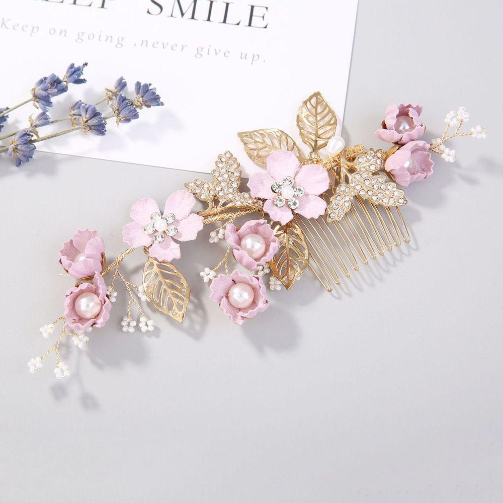 Buy Crown Romantic Leaves Tiara Hair Pins Clips Bridal Comb Wedding ...