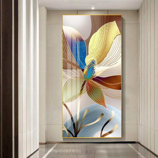 Abstract luxe gouden bloemen canvas schilderij kunst aan de muur ...