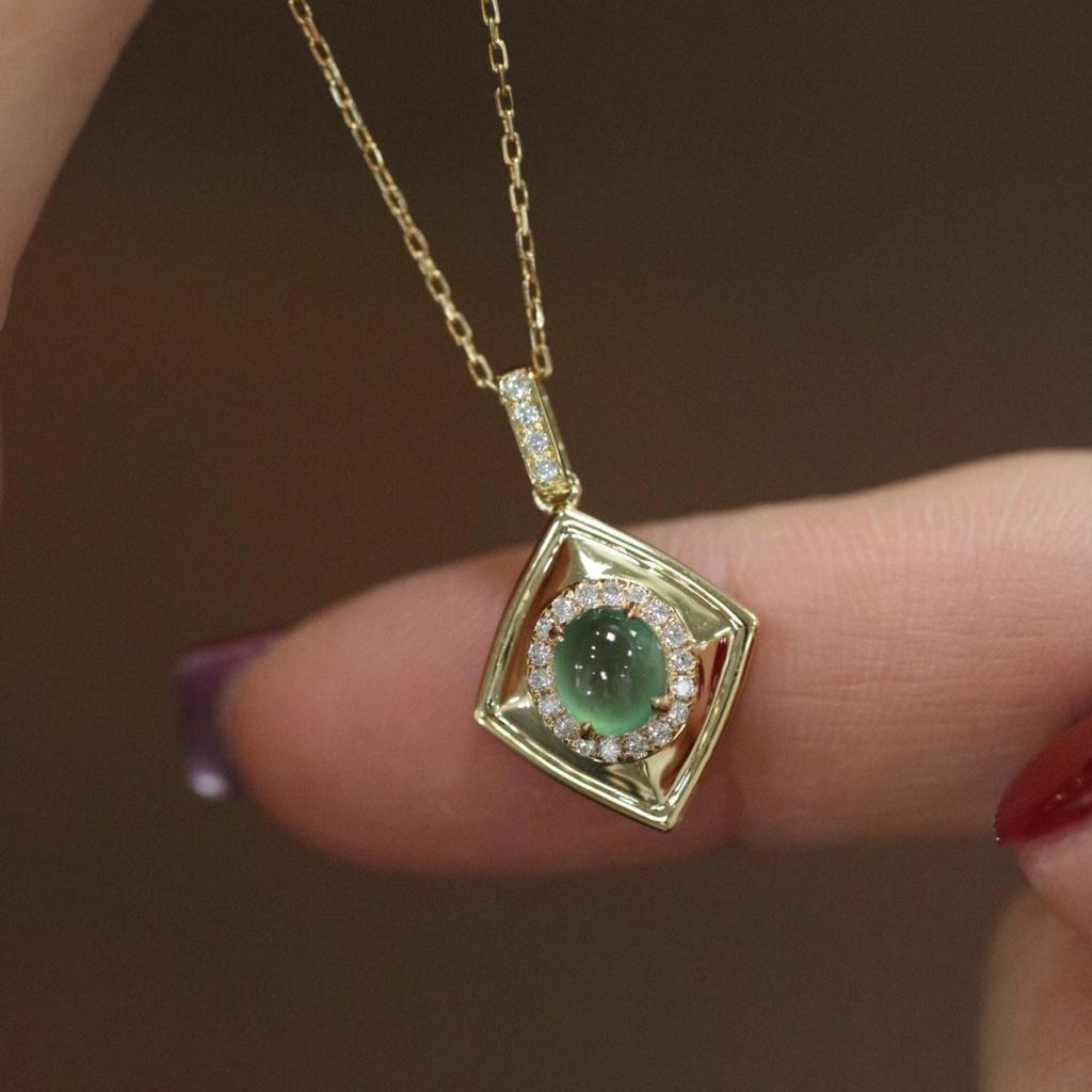Cheap Modern Style Geometric Diamond Pendant Inlaid with Emerald Green ...