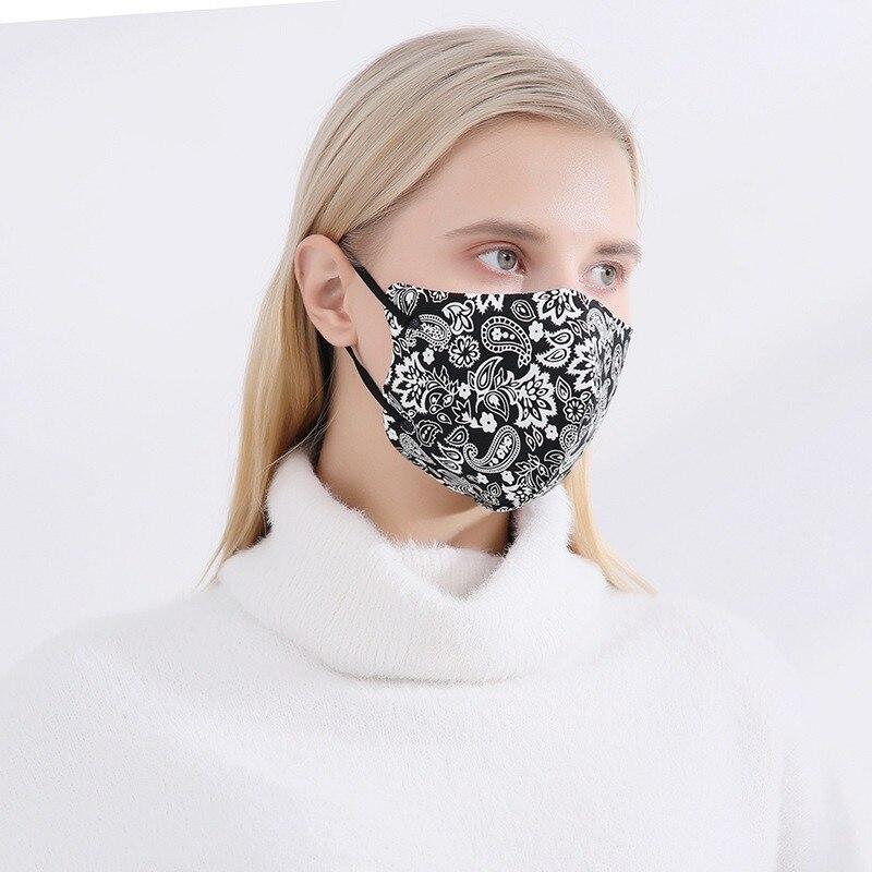 Buy Fashion Cashew Warm Mask Cotton Mask Black Hanging Ear Type Unisex ...