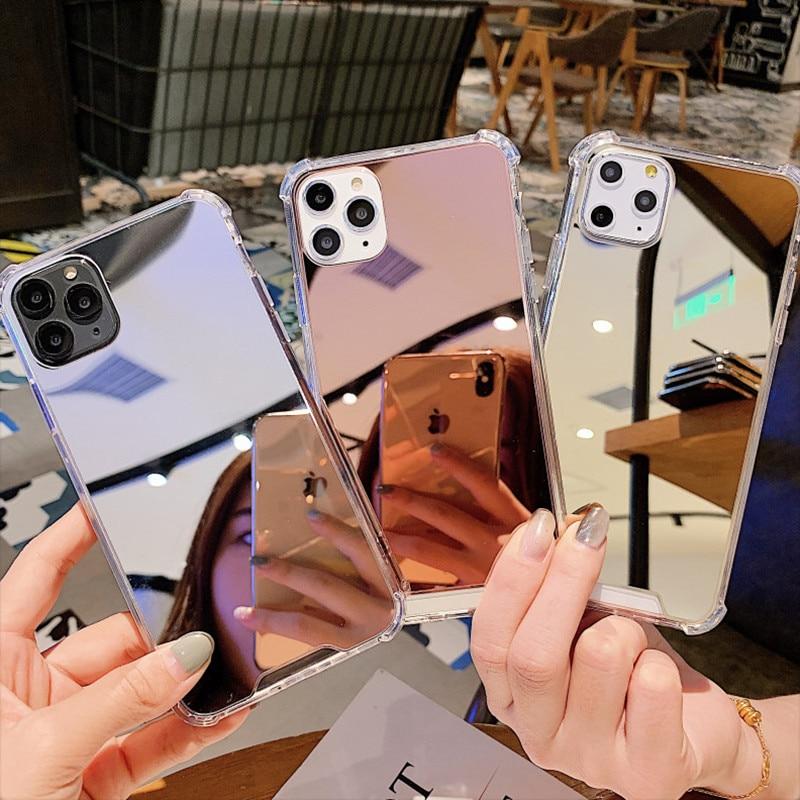 Buy Shockproof Mirror Case For Iphone 12 11 Pro Max XS MAX XR Soft TPU ...