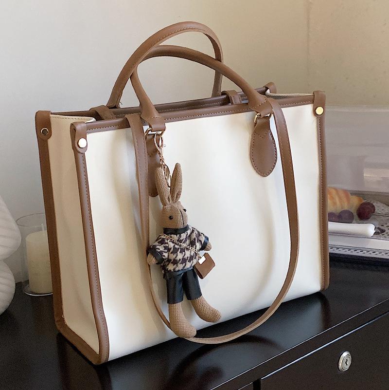 Buy Women's Fashion Rabbit Pendant Handbag Two Tone Shoulder Bag All ...