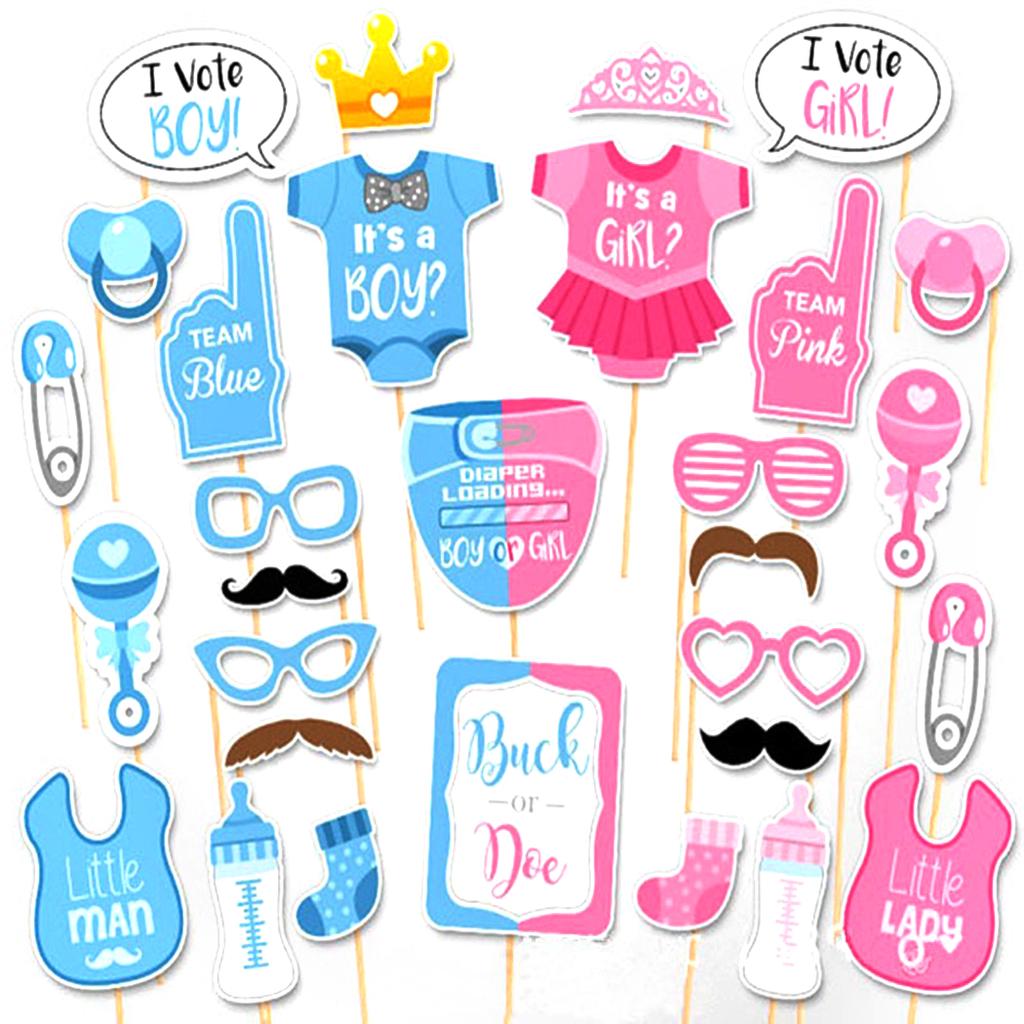 Buy 30pcs Baby Shower I Vote Boy or Girl Photo Booth Props Party ...