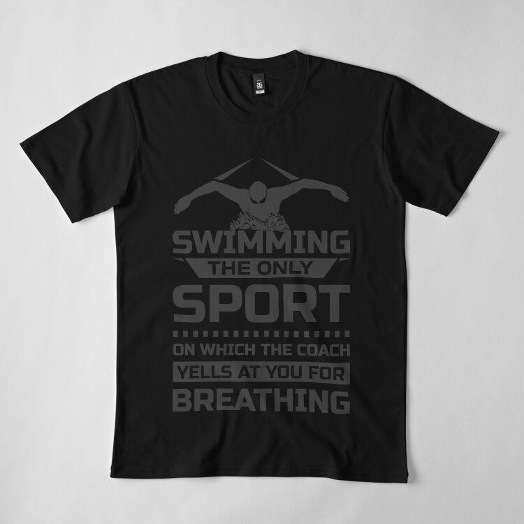 Buy Men's Premium T-shirt 200gsm Cotton Double Yarn Tees Swimming ...