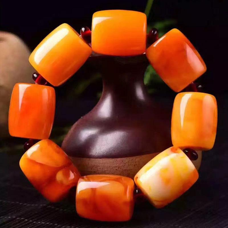 Satın alın Natural Old Beeswax Bucket Bead Bracelet Men's Amber ...