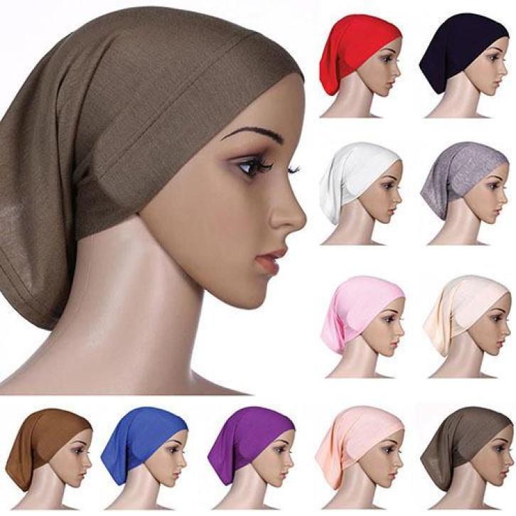 Women Islamic Head Wear Muslim Hijab Cap Hat Solid Color Cotton ...