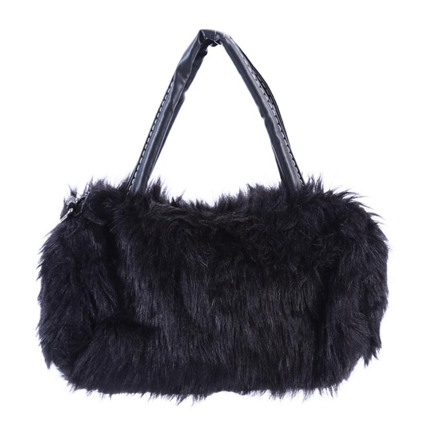 Buy Faux Rabbit Fur Handbag Shoulder Messenger Bag Tote Fashion Women ...