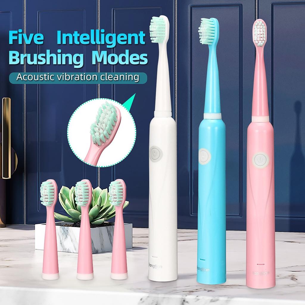 Waterproof USB Rechargeable Electric Toothbrush & 4pcs Replaceable ...