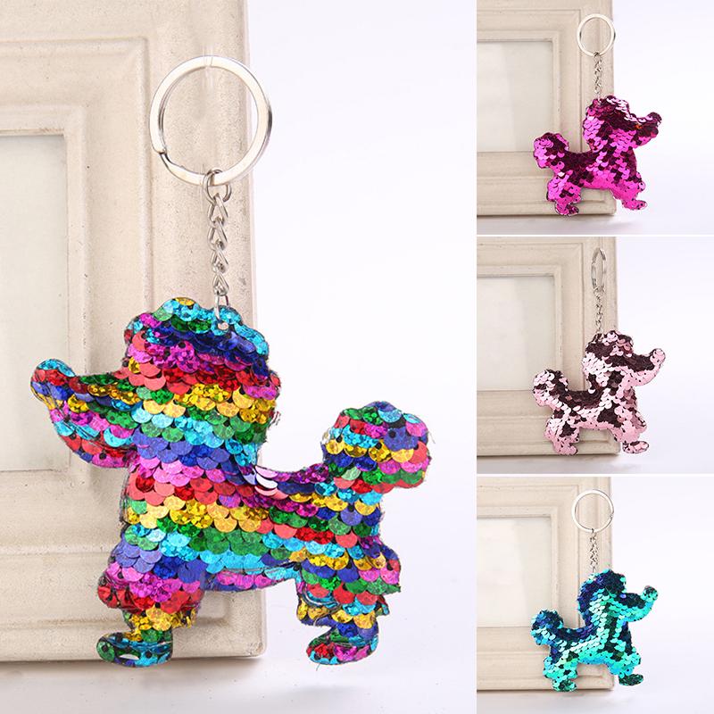 Buy 1Pcs Pendant Dog Shape Key Chain Charm Reflective Glossy Car Key ...