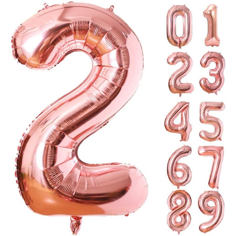 40 Inch Rose Gold Large 0-9 Number Balloon Wedding Birthday Party Decoration Helium Foil ...