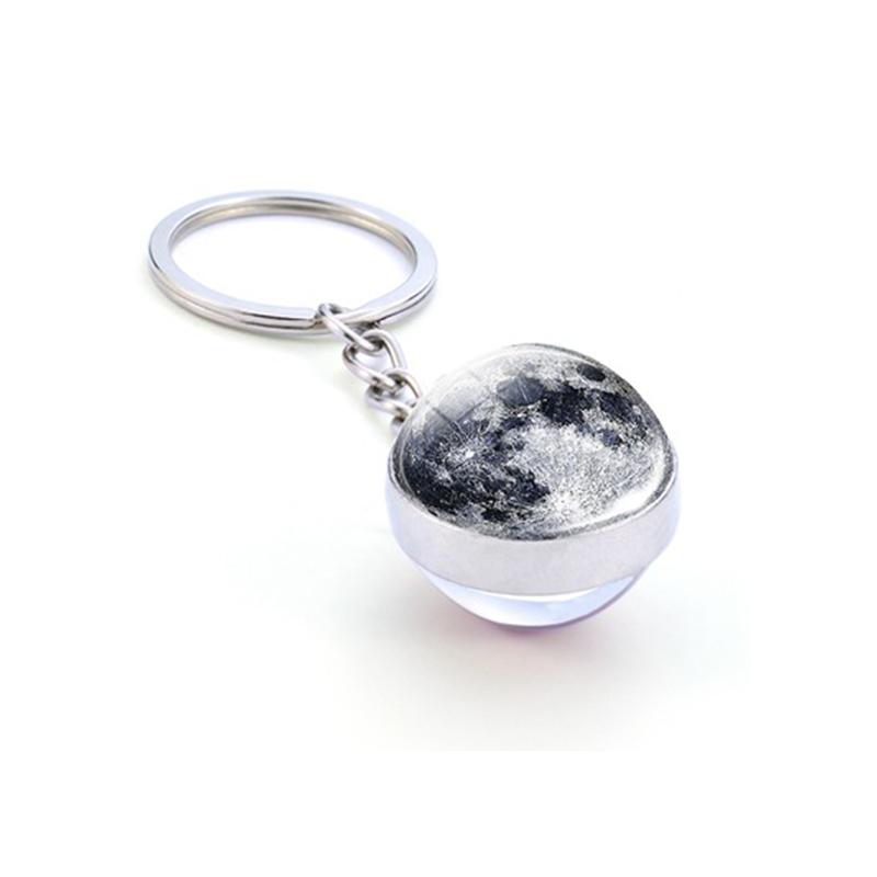 Buy Glow in the Dark Galaxy System Keychain Double Sided Glass Dome ...