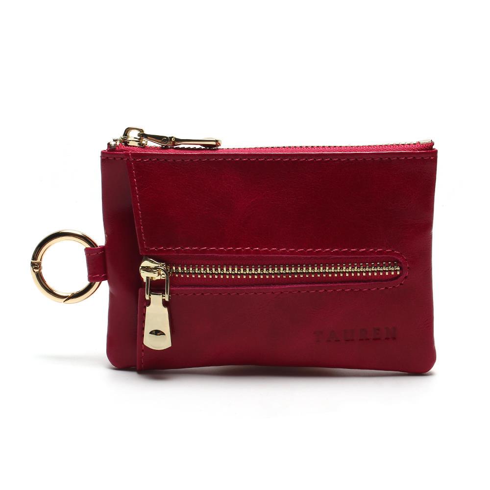 Buy TAUREN Women Genuine Leather Oil Wax Zip Wallet Coin Key Holder ...