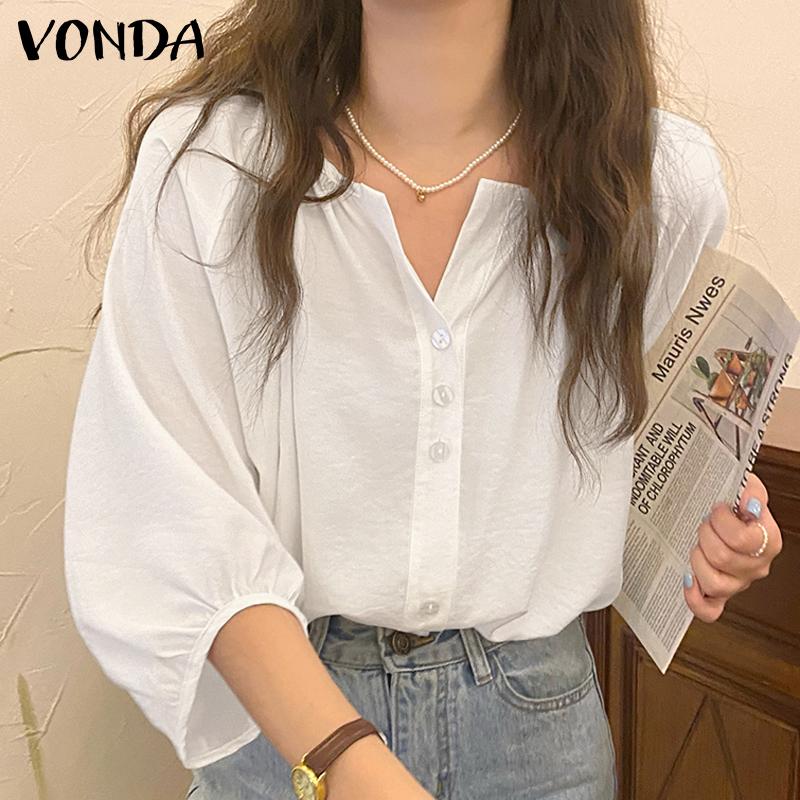Купить Женская рубашка VONDA с круглым воротником и длинными рукавами ...