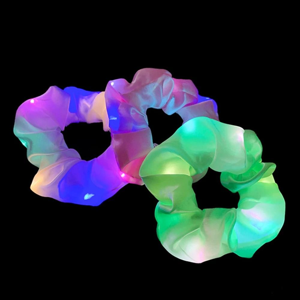 Buy Girls LED Luminous Scrunchies Hairband Ponytail Holder Headwear ...