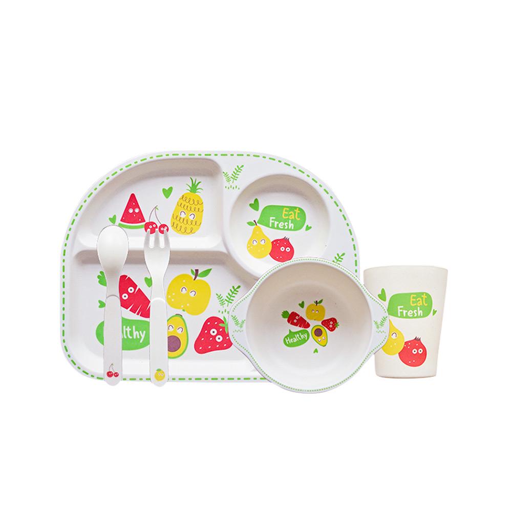 Satın alın 5 Piece Kids Dinnerware Set Fiber Safe & Eco-Friendly ...