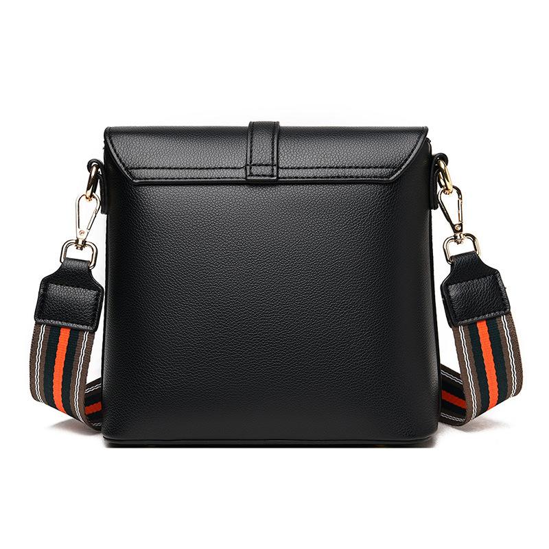 Fashionable Fan Ins Leather Bucket Bag Tide with Wide Shoulder Strap ...