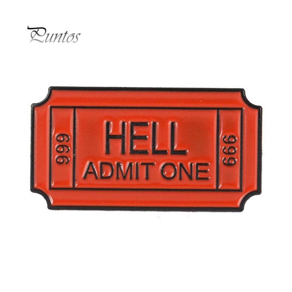 English Letter Hell Admit One Badge Metal Brooch Pin Clothes Scarf ...