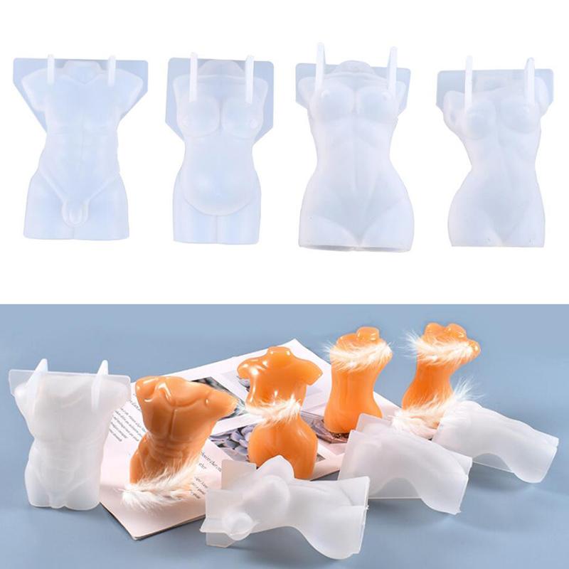 Buy 3D Art Human Body Candle Resin Mold Gypsum Men Women Model Silicone ...
