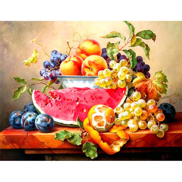 Buy DIY 5D Diamond Painting Fruit Diamond Embroidery Full Round Drill ...