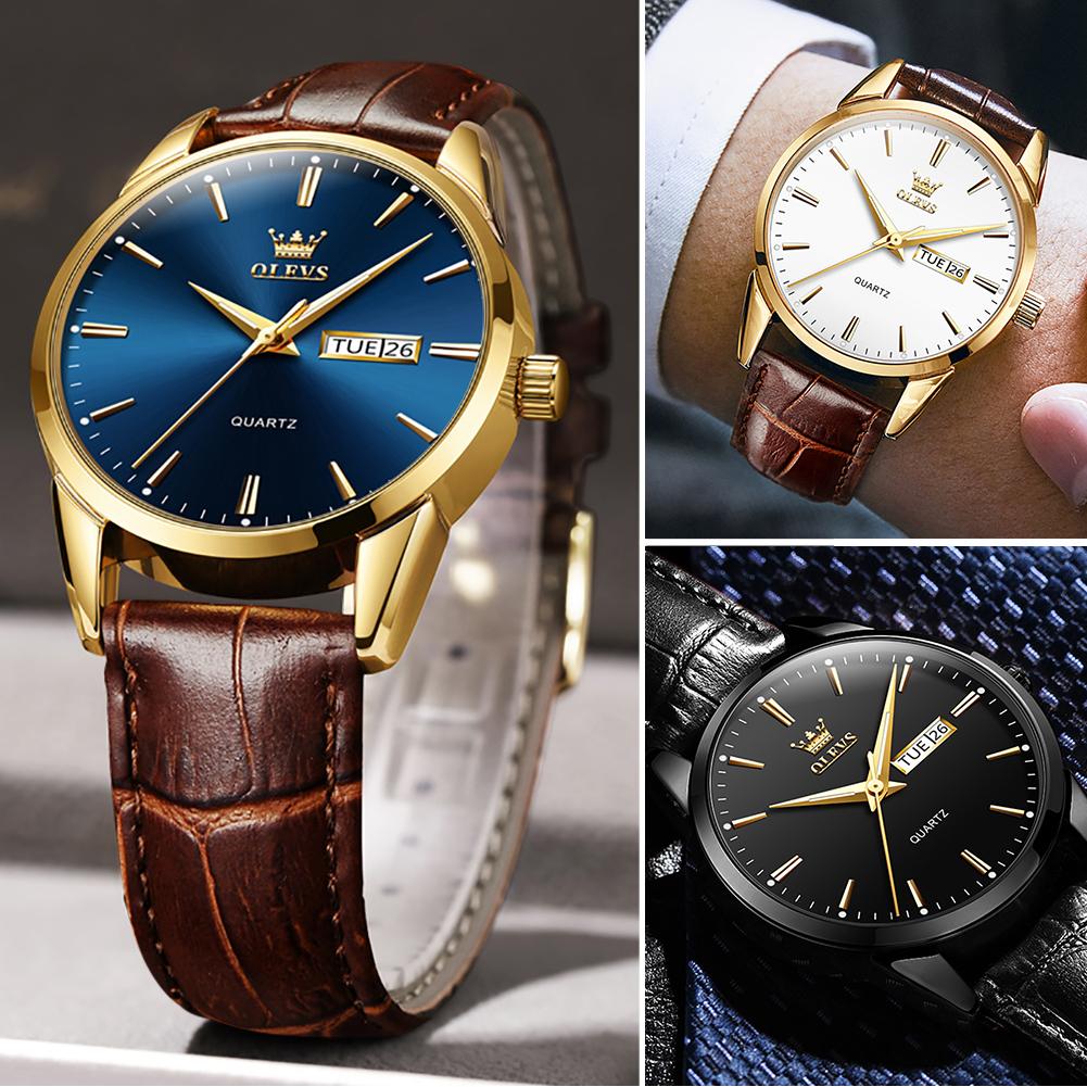 Cheap OLVES Top Brand Men's Watches Original Simple Blue Face Quartz ...