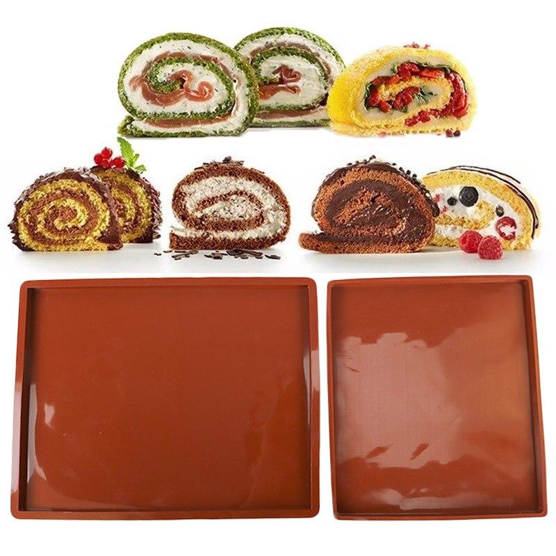 Buy Non-Stick Silicone Swiss Roll Mats Cake Rolls Molds Baking Mat ...