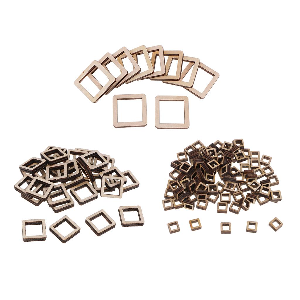 Buy 140 Pieces Unfinished Wood Hollow Square Wooden for Craft 10/20 ...